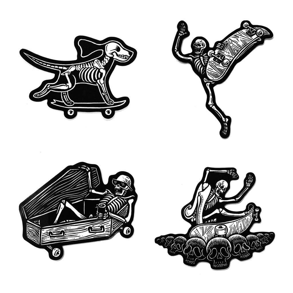 Skeleton Skaters Sticker Pack – Dog Gone Studios