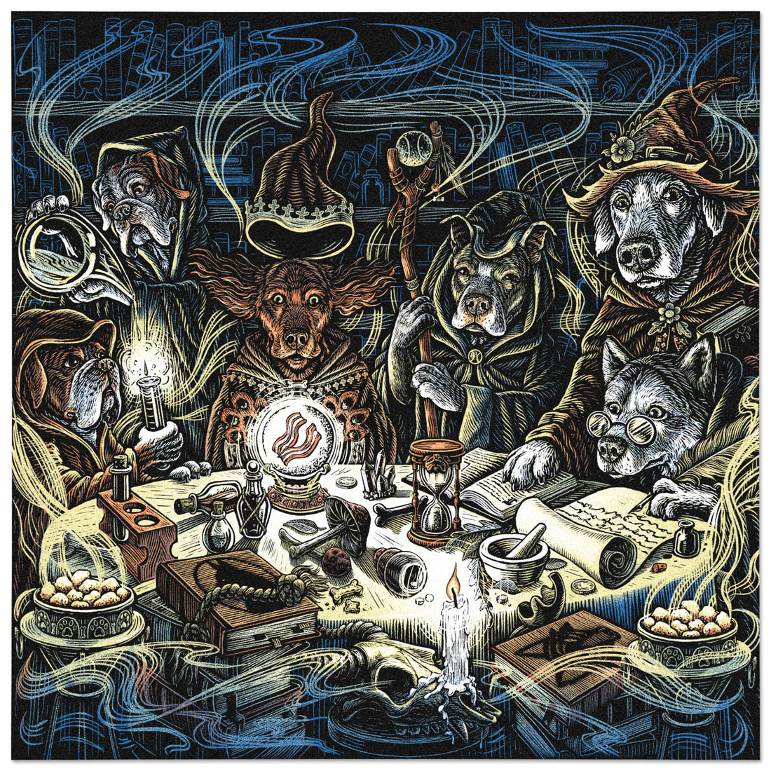 Wizard Dog Art Print | Dog Wall Art Screen Print by Dylan Goldberger ...